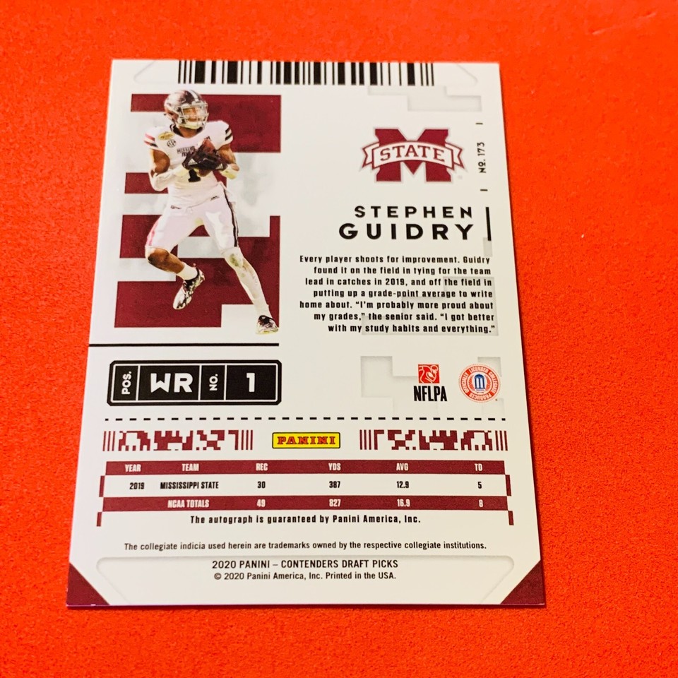 Stephen Guidry .. ROOKIE AUTO .. Miss. State / Dallas Cowboys .. 2020 ...