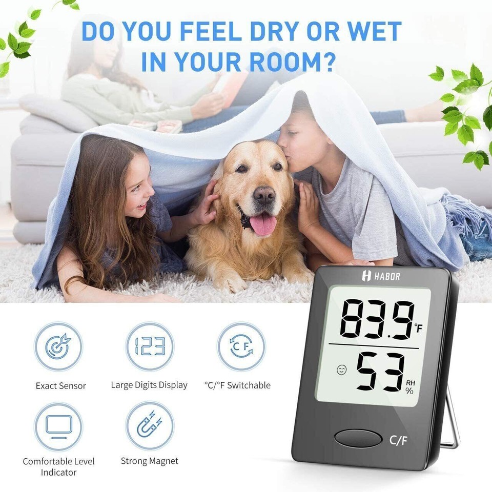 Habor Mini Digital LCD Humidity Meter Thermometer Room Hygrometer - 2 ...