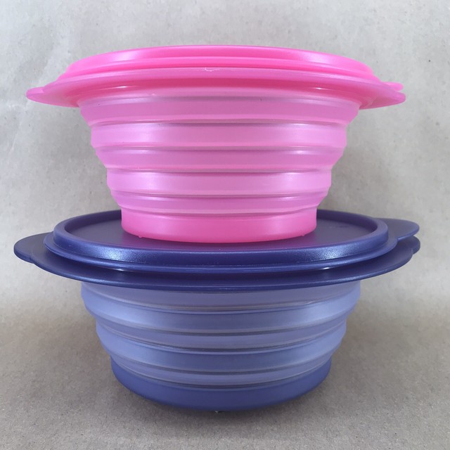 Tupperware Flat Out Collapsible Bowls Set of 2 (3 + 4 Cup) Pink Purple ...