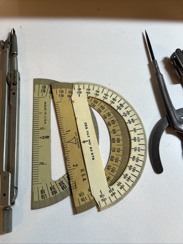 Vintage Drafting Set Tools Lot: Schoenner- Ind. Blue Print Co.- Keuffel ...