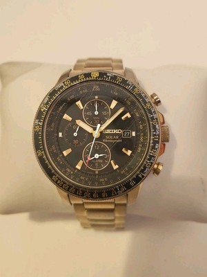 Seiko SNA414P1 Flightmaster GMT Pilot's Watch Chronograph Men's ...