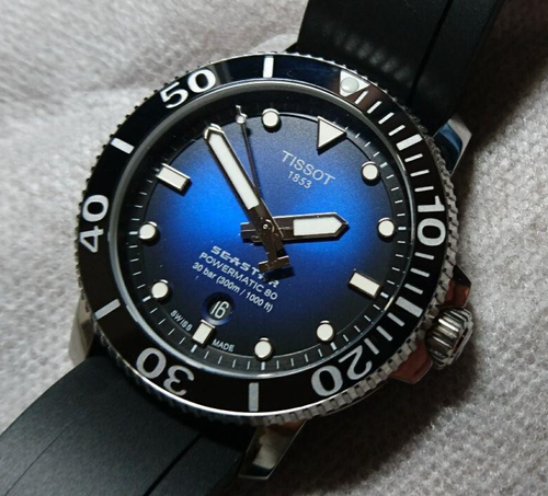 TISSOT Seastar 1000 Powermatic 80 T120407A Blue Dial Men's Automatic ...