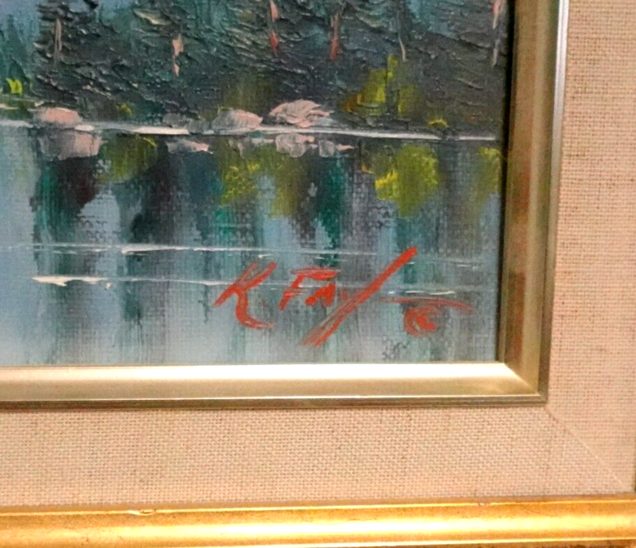 KEITH FAY ALONG JENNY LAKE ORIGINAL OIL ON BOARD MOUNTAIN LANDSCAPE ...
