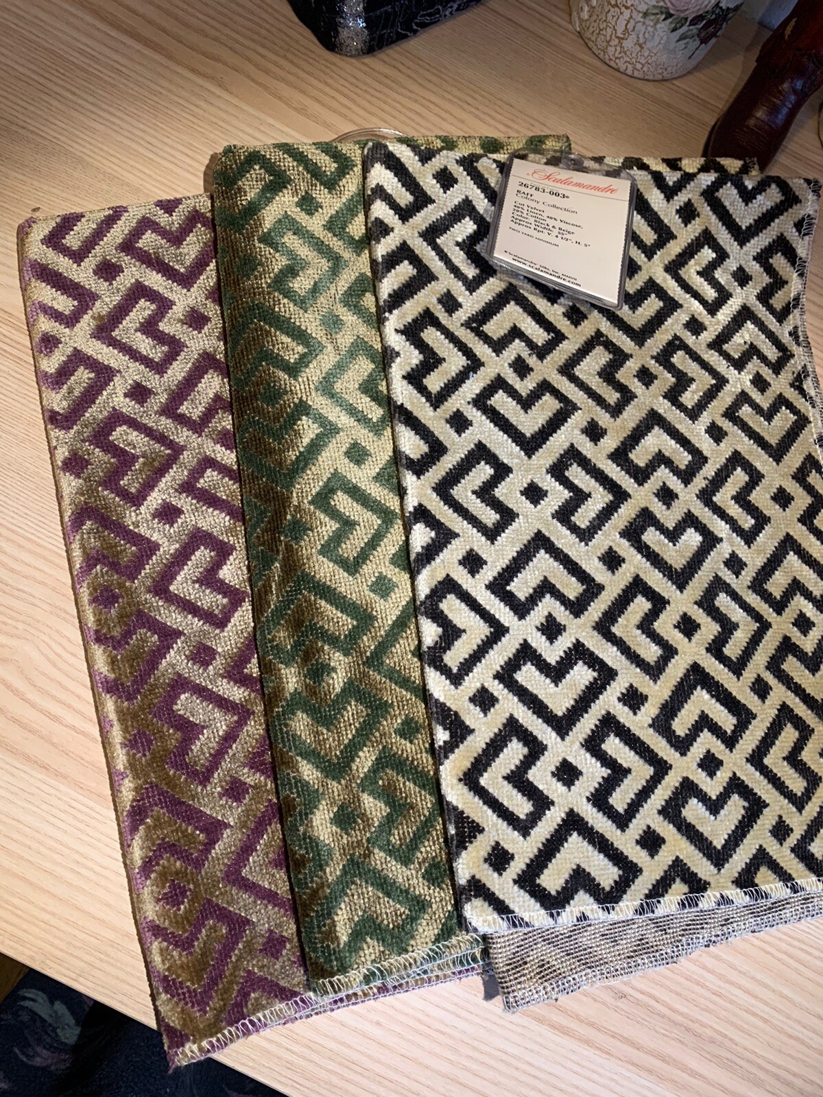 3 pcs- Scalamandre fabrics - RAFF- COLONY COLLECTION Velvet - 17" X 26 ...