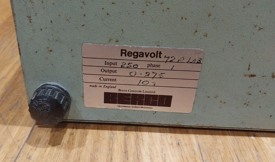 Berco Regavolt Variac Transformer 72A Lab I/P: 250V, 1φ O/P: 0-275, 10A ...