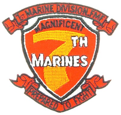 MARINE CORPS 7TH MARINE REGIMENT Embroidered ShouldPatch (3-1/4" X 3-1/ ...