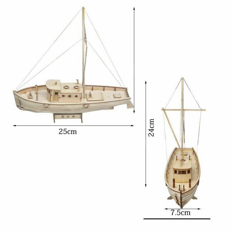 DIY 1:30 Scale Wooden Sailboat Ship Kits Home Model Decoration Boat Toy ...