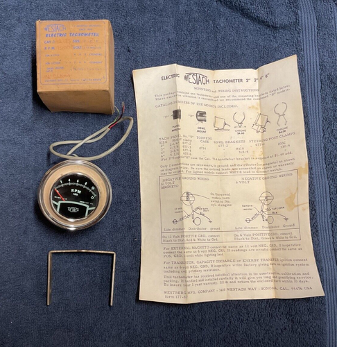 NOS Westach 121PK 12000 RPM 6 & 12 Volt 3 Inch Tachometer Hotrod ...
