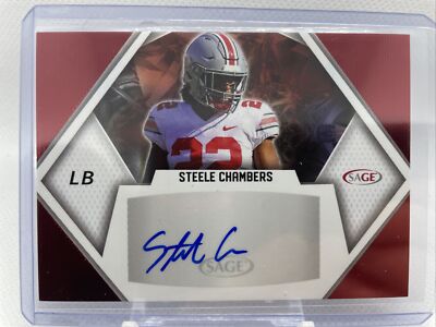 2023 SAGE Low Series Steele Chambers Red Foil Auto Rookie RC Ohio State ...