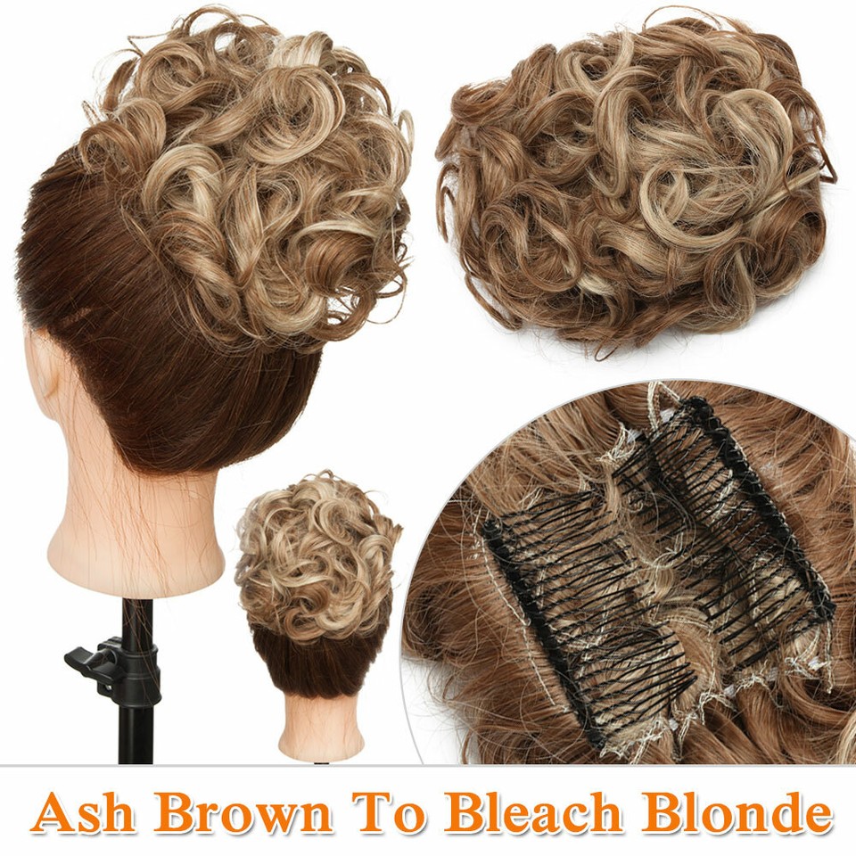 MEGA LARGE THICK Curly Chignon Messy Bun Updo Clip in Hair Extensions ...