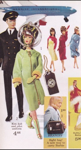 Vintage Marx Barbie Clothes Doll Outfit Braniff Airlines Uniform Dress ...