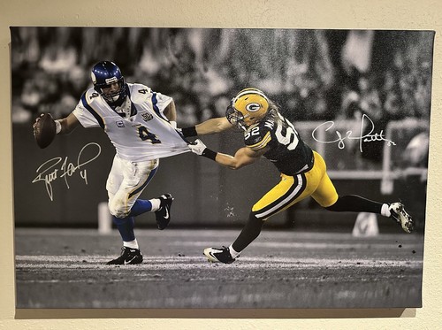 Brett Favre Clay Matthews Autographed 25” X 37” Canvas With COA | eBay