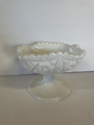Fostoria Winburn White Milk Glass Footed Compote Candy Jelly Dish Open ...
