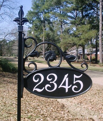Address Yard Sign on 48" Steel Post with Reflective Numbers | eBay