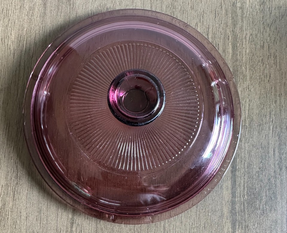 Pyrex VISION WARE Cranberry Glass LID V-1-C Fits 1L Vision Ware Pan | eBay