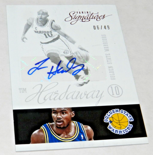 PANINI SIGNATURES TIM HARDAWAY SIGNED SERIAL #06/49 CARD NBA WARRIORS ...