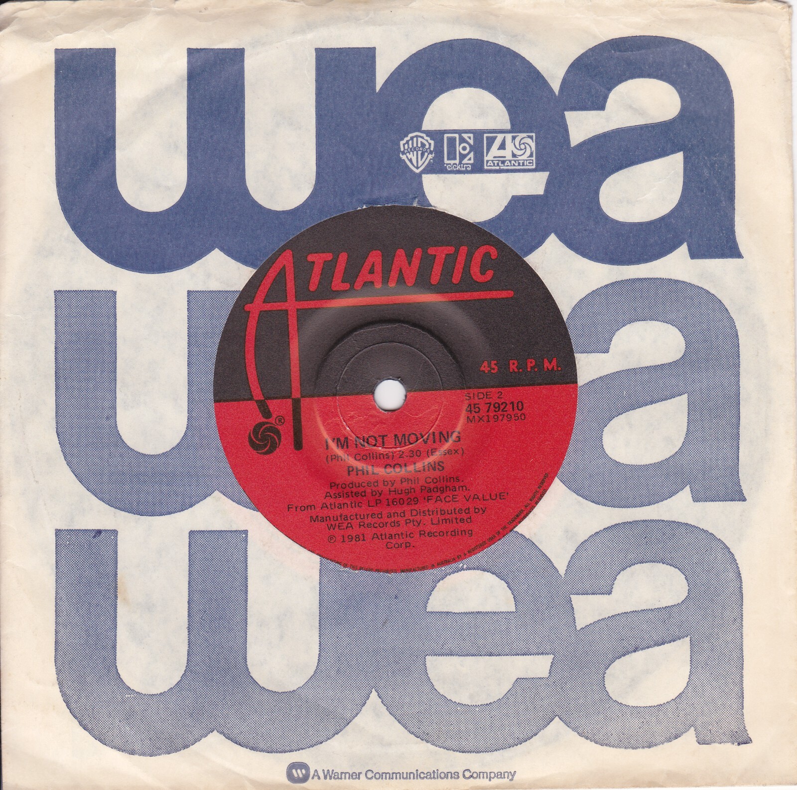 PHIL COLLINS - I MISSED AGAIN / I'M NOT MOVING - 7" 45 VINYL RECORD ...