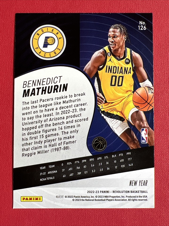 2022-23 Revolution Chinese New Year #126 Bennedict Mathurin Indiana ...