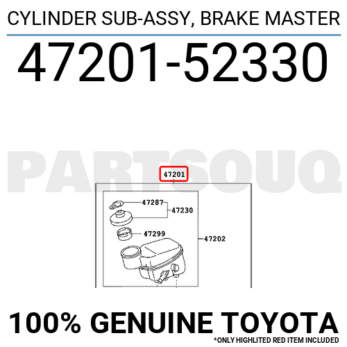 4720152330 Genuine Toyota CYLINDER SUB-ASSY, BRAKE MASTER 47201-52330 ...