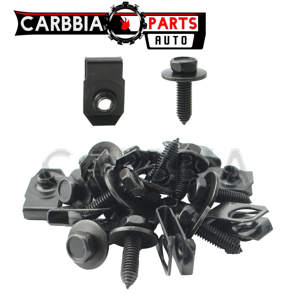 Front Bumper U-Nut M6x1.0 + HEX Bolt FOR GM 11503834 11503714 11503716 ...