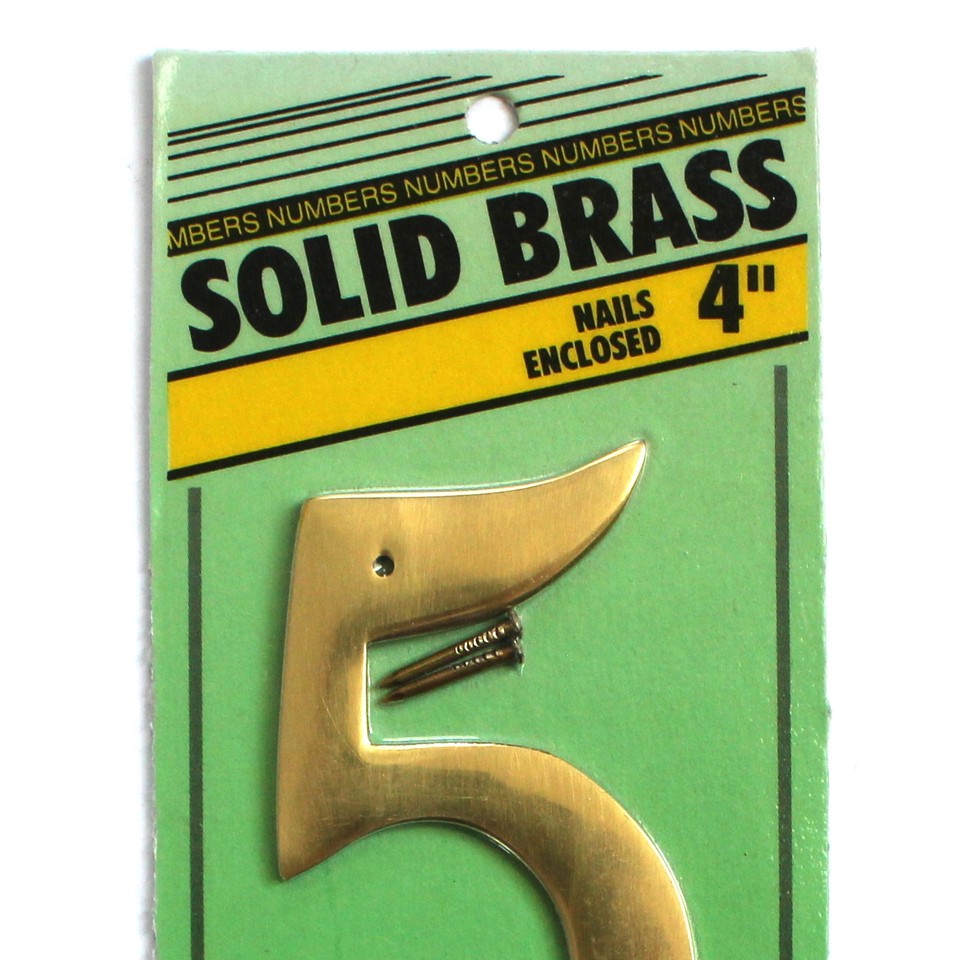 NEW Deadstock Vintage Solid Brass House Number # 54" Modern Hy-ko Five ...