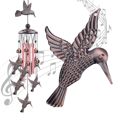 Large Hummingbird Metal Wind Chimes Outdoor Garden 4 Tubes Bells Home ...