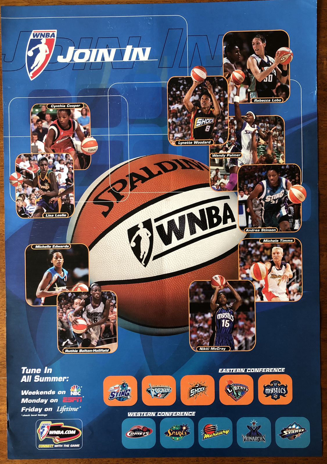 WNBA 1998 Season Poster, Rebecca Lobo, Cynthia Cooper, Lisa Leslie | eBay