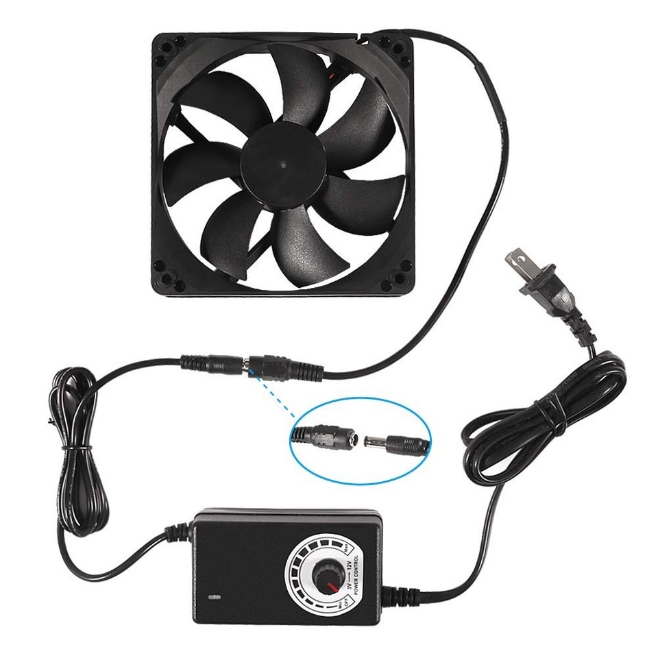 Computer Fan with AC Plug 120mm x 25mm EC Axial Fan AC 110V 115V 120V ...