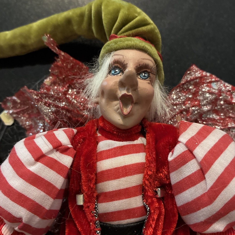 Christmas Pixie Elf Fairy Posable Figurine Ornament 8” Tall Glittery ...