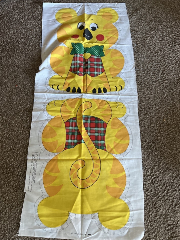 Spring Mills Inc. Christmas Teddy Bear Fabric Panel Vintage Material ...