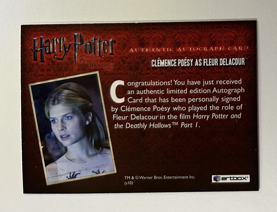 HARRY POTTER Deathly Hallows Artbox AUTO Autograph Clemence Poesy Fleur ...
