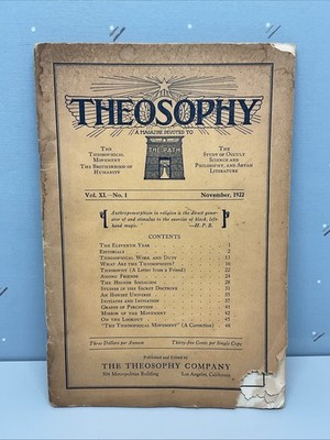 Theosophy - A Magazine Devoted To The Path - Nov. 1922 | eBay