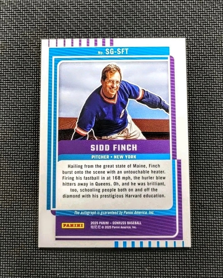 Sidd Finch 2025 Panini Donruss Teal Foil Auto Autograph /15 SSP #SG-SFT ...