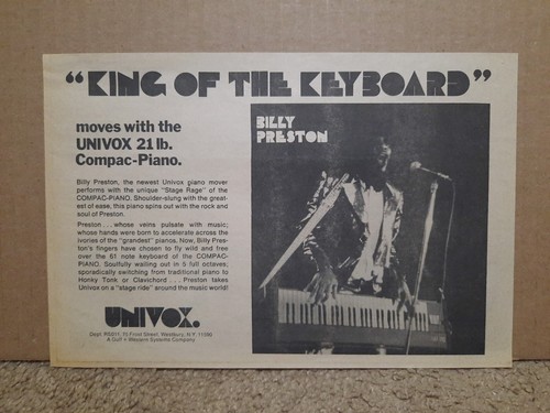 1974 Billy Preston Univox Compac Piano Newspaper Ad Keyboard | eBay