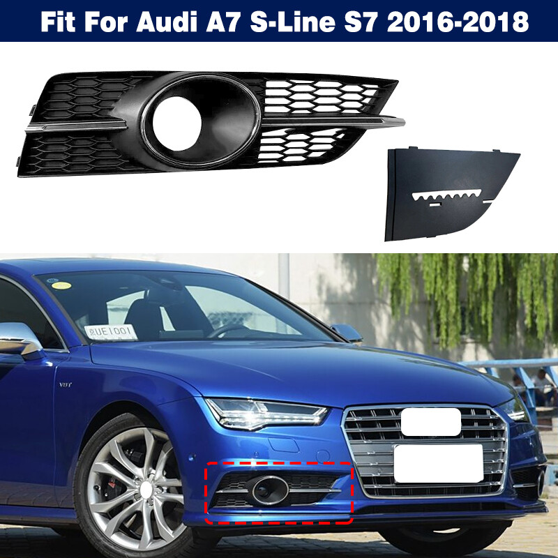 Front Bumper Grille Fog Light Cover + Base Right For Audi A7 S-Line S7 ...