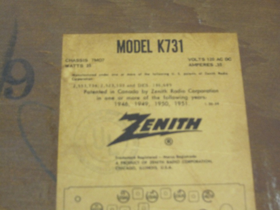 Vintage Zenith K731 AM-FM Long Distance Tube Radio Tabletop Wood Case ...
