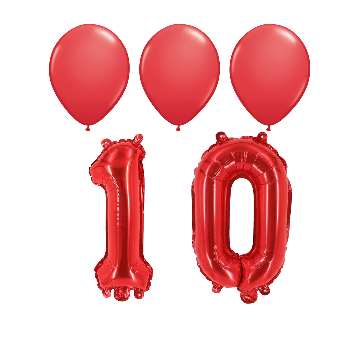 Number Ten 10 Red Balloon 32 Inch Foil Mylar Birthday Milestone 3 Red ...