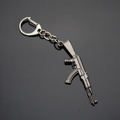 AK47 Keychain Rifle Machine Gun Model Metal Keyring Key Ring Chain ...