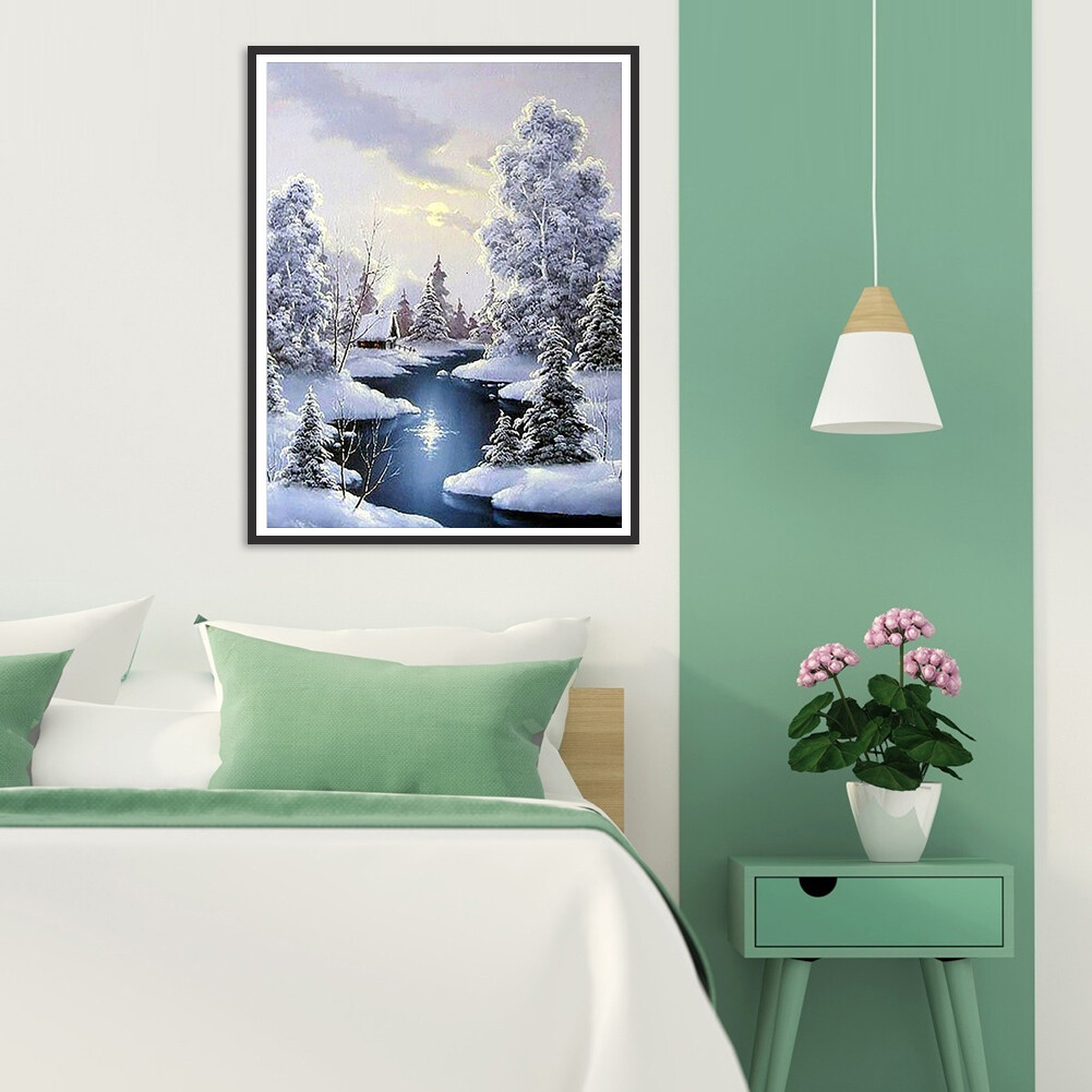 Winter River Snow Scenery 5D DIY Diamond Painting Kits Full Square ...