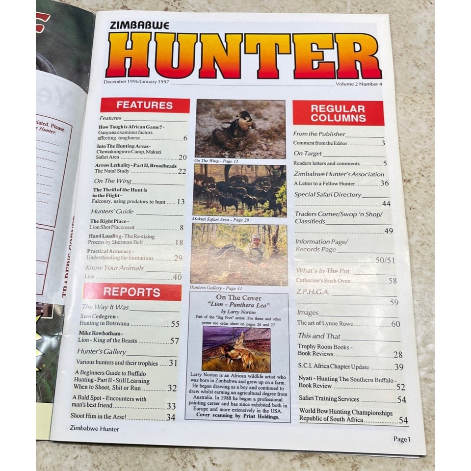 Zimbabwe Hunter Magazine December 1996 / January 1997 Vol 2 No 4 ...