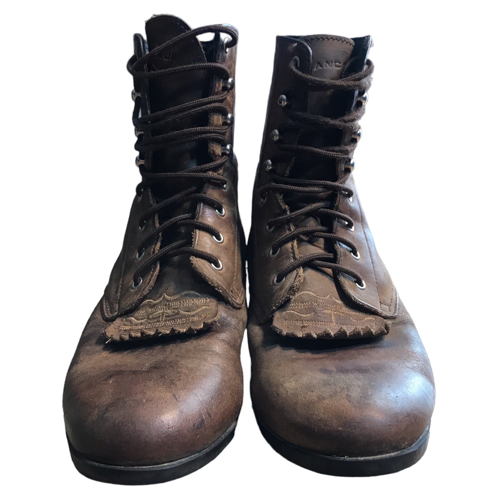 VTG 90s ARIAT Competitor Western Lace Up Roper Boots Brown Leather ...