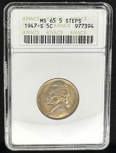 1947-S Jefferson Nickel ANACS MS65 5 FS Old Small White Soap Bar, Soap ...