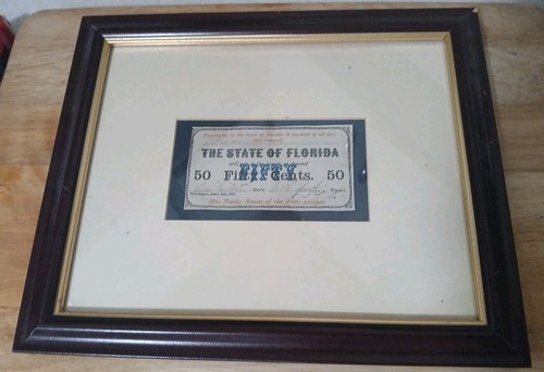 1863 The State of FLORIDA Note Fifty Cent Civil War Note South Currency ...
