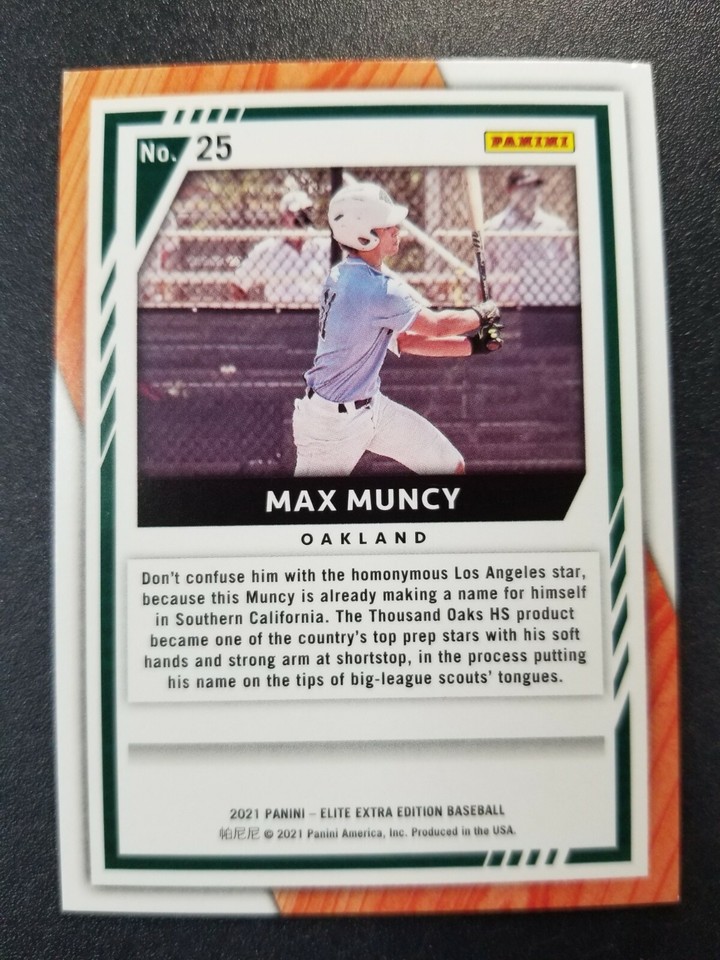 Max Muncy 2021 ELITE EXTRA EDITION ROOKIE RC #D 451/999 OAKLAND ...