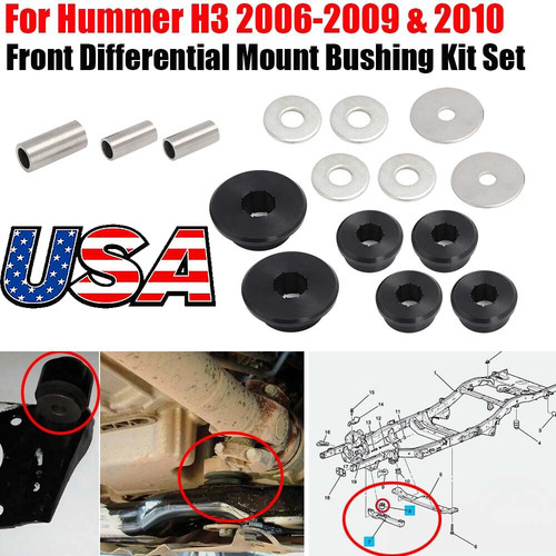 4WD Front Differential Side Mount Bushings Kit For 2006-2010 Hummer H3 ...