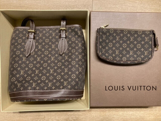 Authentic Louis Vuitton Monogram Mini Lin Bucket Shoulder Authentic Louis Vuitton Monogram Mini Lin Bucket Shoulder