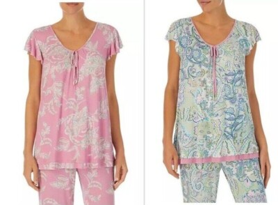 ELLEN TRACY womens Short Sleeve Flutter Pajama Top, Paisley or Pant | eBay