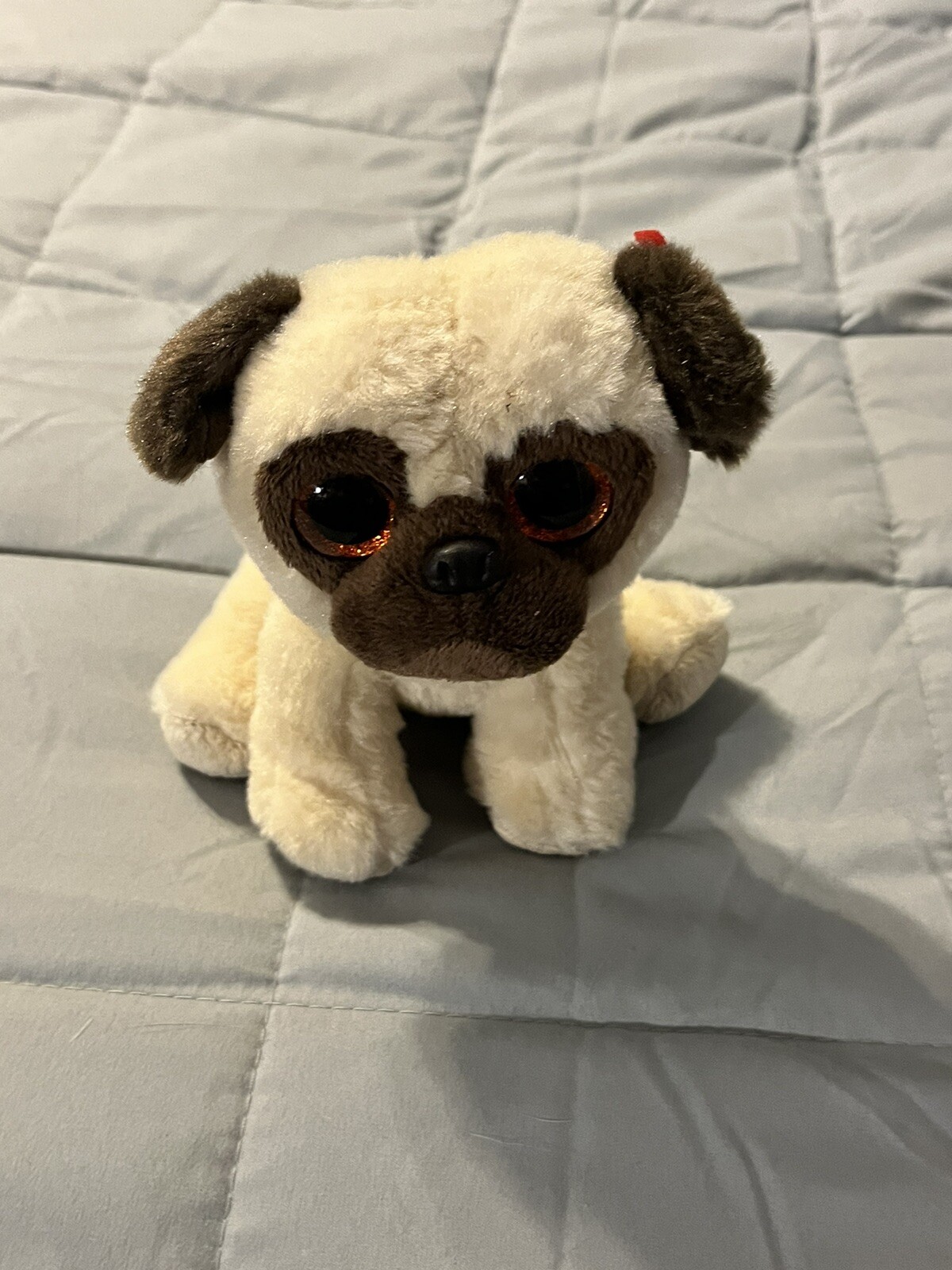 Ty VelveTy "Rufus" Dog Glitter Eyes 7" Tall Plush beige brown puppy dog ...