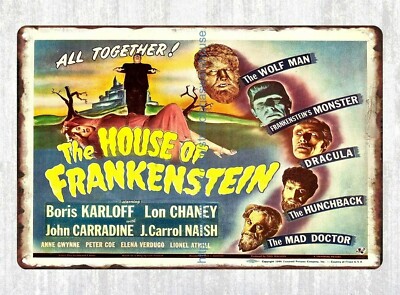 House of Frankenstein 1944 tin sign home wall decor stores | eBay