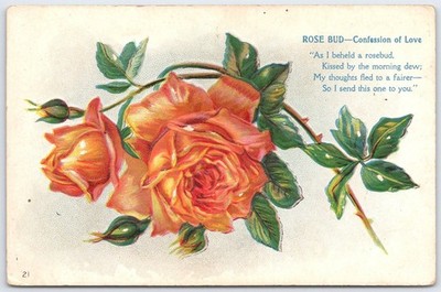 Vintage Rose Bud Embossed Postcard Confession of Love Poem | eBay